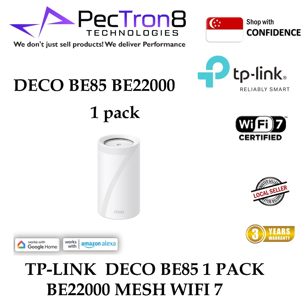 TP-Link Deco BE85 BE22000 Tri-Band Whole Home Mesh WiFi 7 System ...