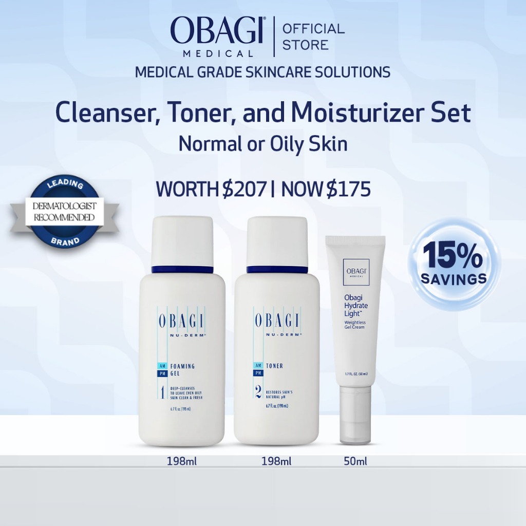 Obagi Medical Cleanser, Toner & Moisturizer Set (For Normal/Oily Skin ...