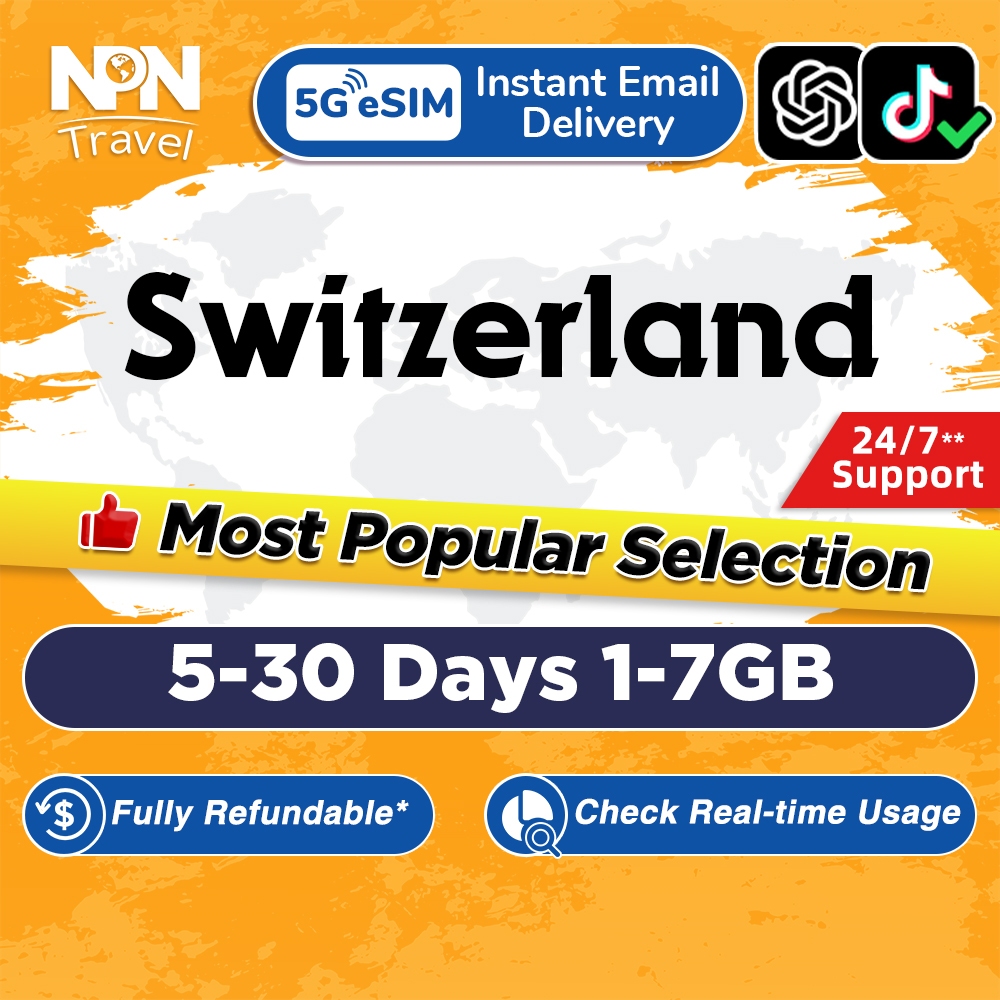 Switzerland eSIM Ultra 5G 7-30Days 1-7GB Data | Instant 24h Email ...