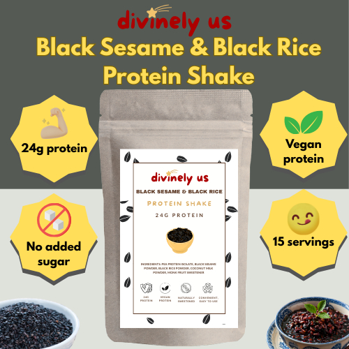 Divinely Us | Black Sesame & Black Rice Protein Shake | 24g protein ...