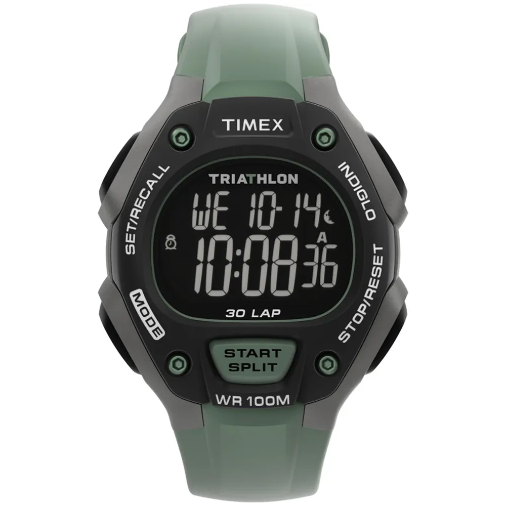 Timex Ironman Triathlon Classic 30 Digital Green Silicone Strap Watch ...