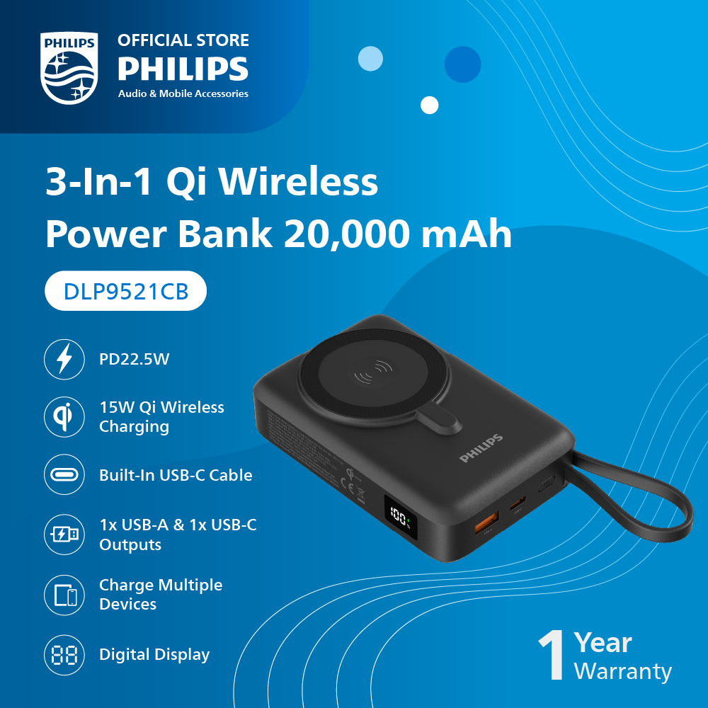 Philips 20000mAh Magnetic Wireless Charge Powerbank 22.5W Fast Charge ...
