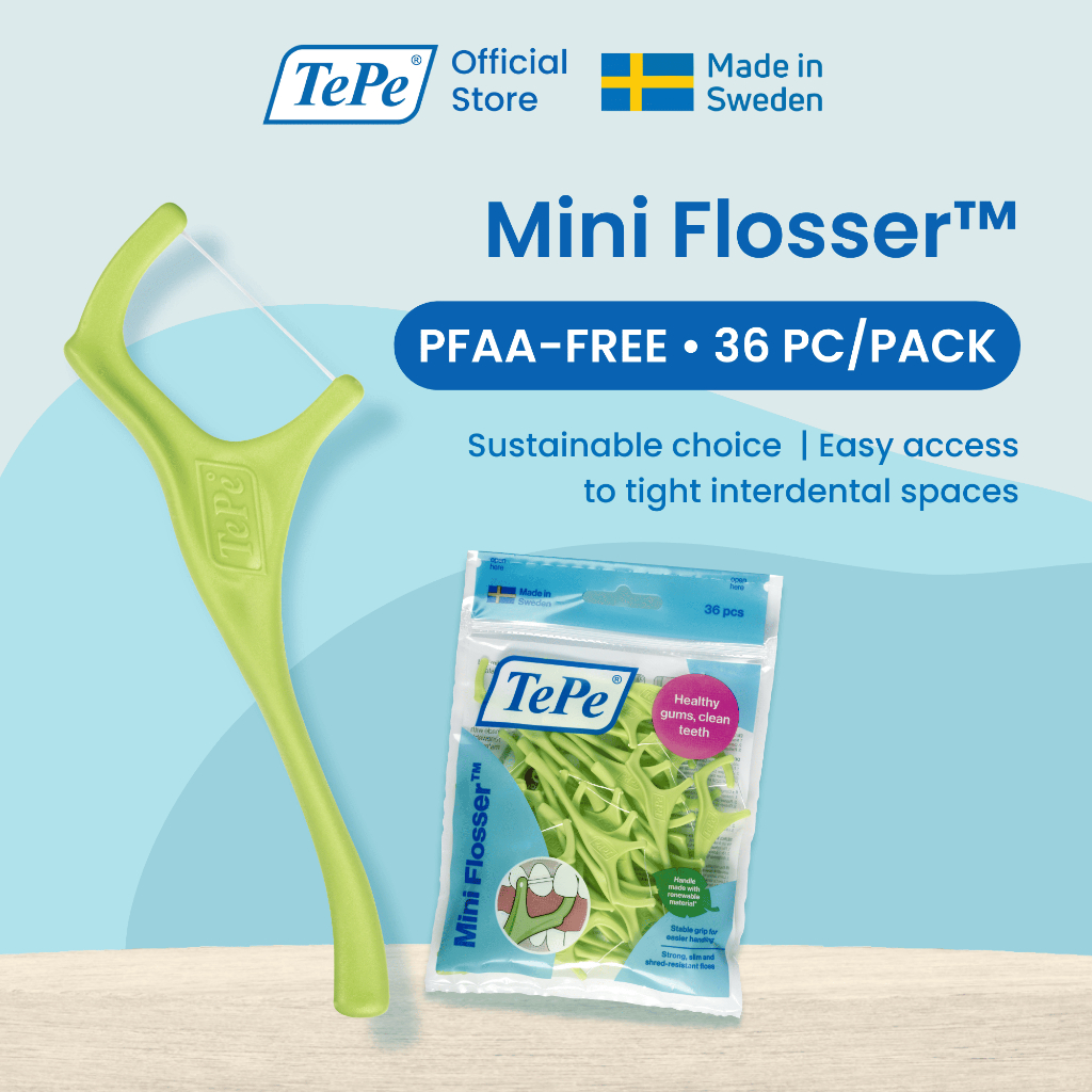 TePe Mini Flosser™, Dental Floss Tooth Picks with Bite Plane, PFAA‑free ...