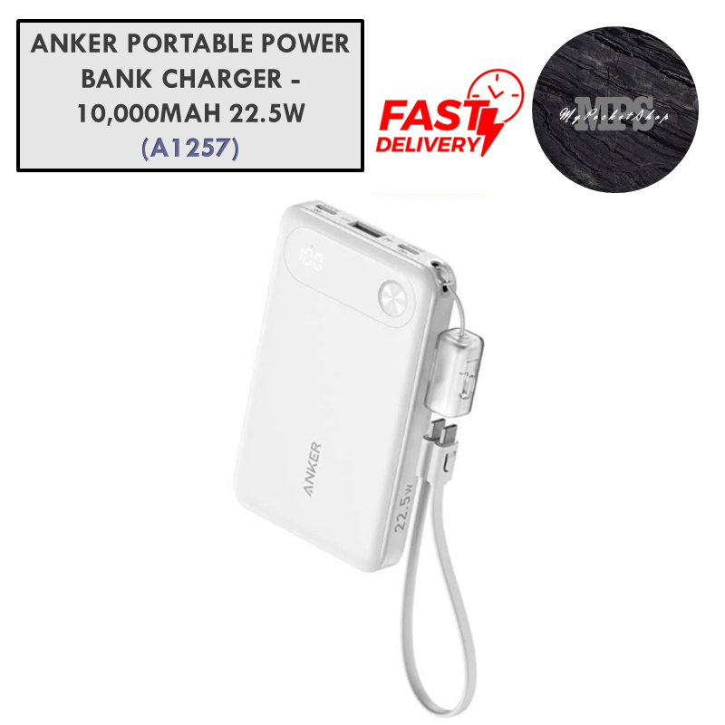 ANKER PORTABLE POWER BANK CHARGER -10,000MAH 22.5W (A1257) WHITE | Shopee Singapore