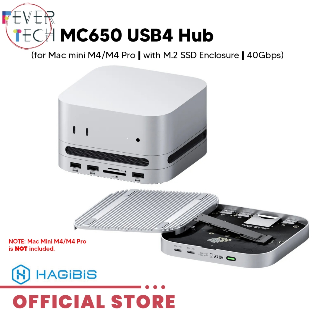 HAGIBIS MC650 USB4 Hub with M.2 SSD Enclosure for Mac mini M4/M4 Pro ...