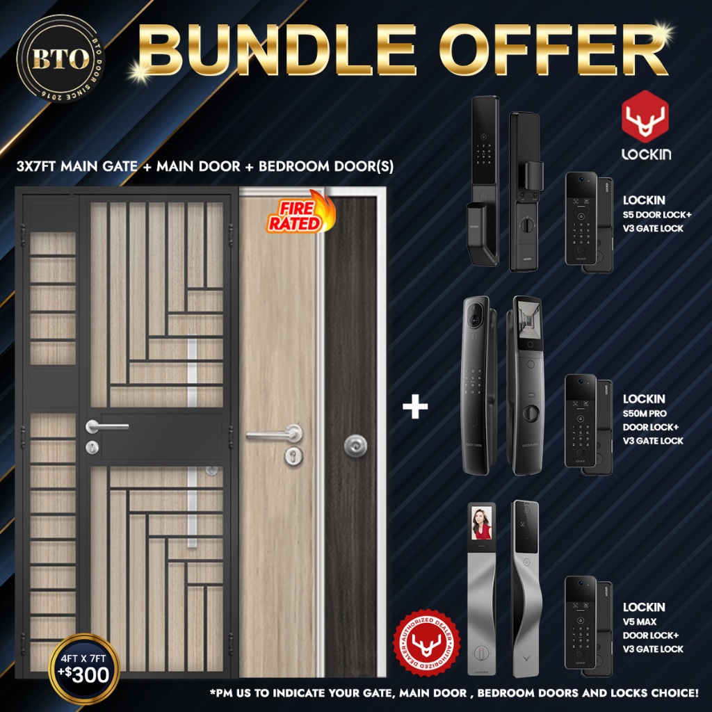 [Bundle] 3x7ft Fire Rated Main Door + Mild Steel Main Gate (A-Series ...