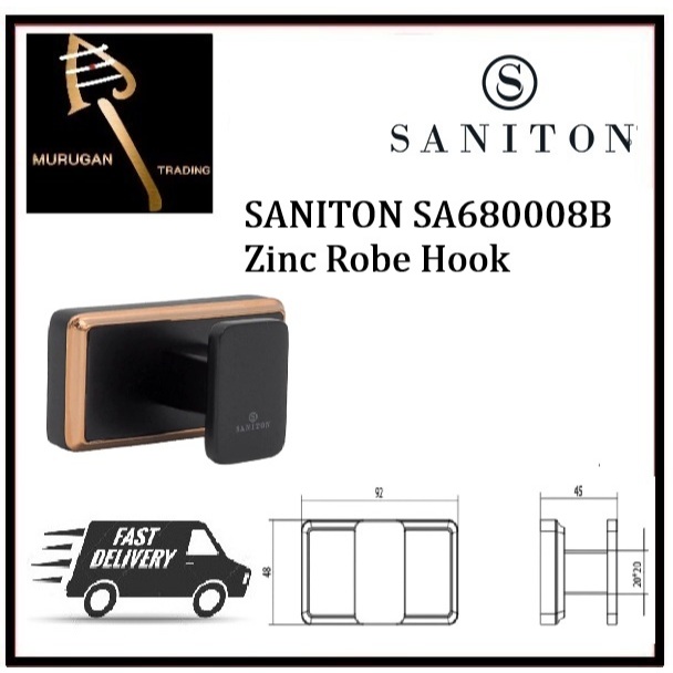 SANITON SA680008B Zinc Robe Hook in Matte Black & Rose Gold Finishing ...