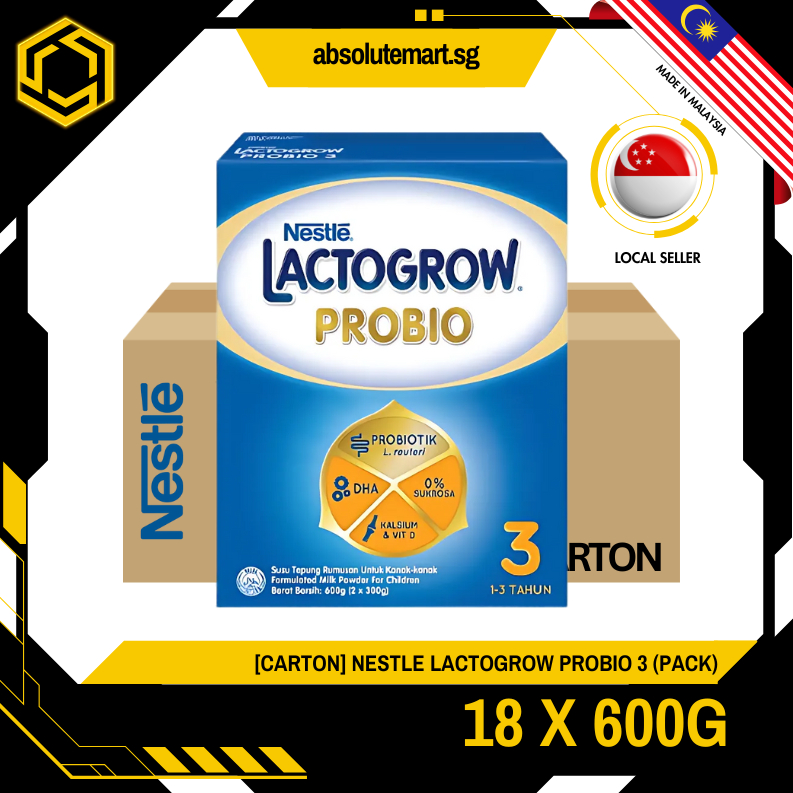 [CARTON] NESTLE Lactogrow Probio 3 600G X 3 X 6 (PACKETS) | Shopee ...