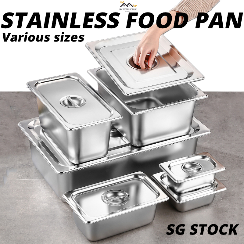 {SG} 4/6L Stainless Steel Food Pan With Cover 1/2 1/3 Buffet Food ...