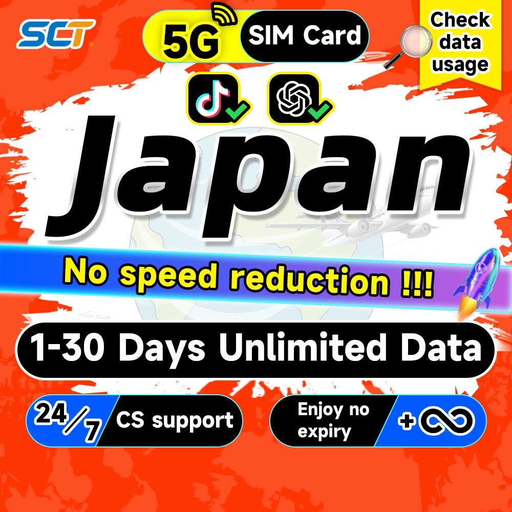 SCT Japan SIM Card 1-30 Days Daily 500MB-10GB Unlimited 4G Data KDDI ...