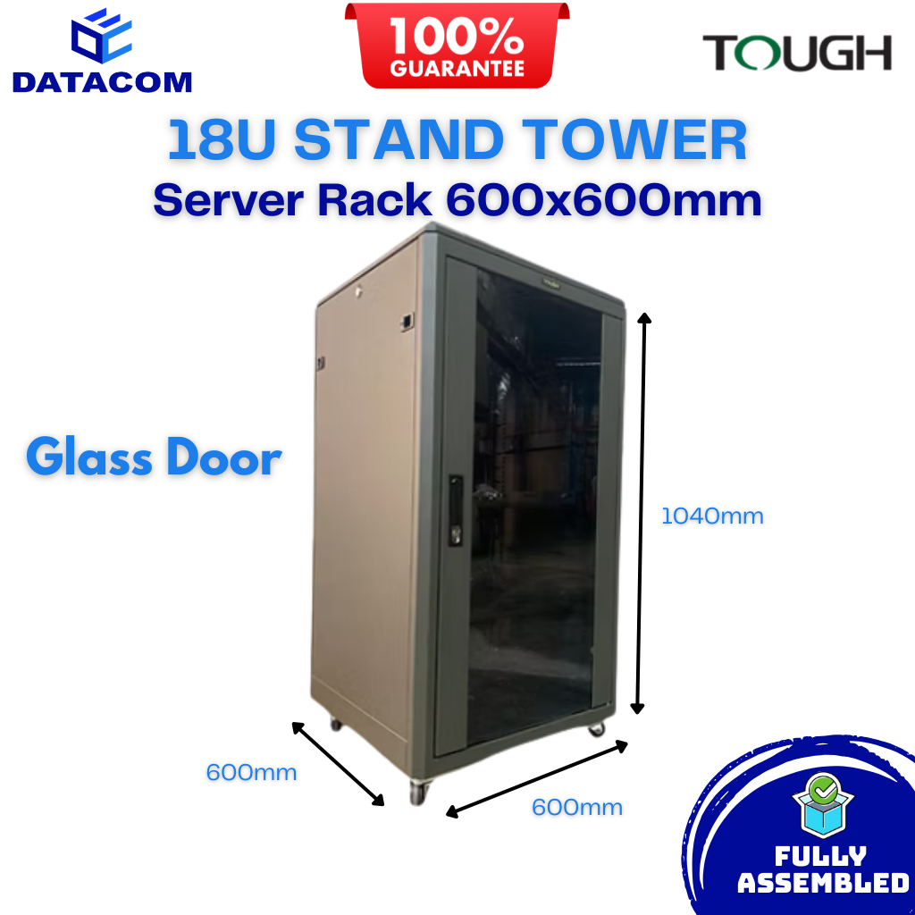 TOUGH 18U Stand Tower Server Rack 19" (600W x 600D / 800D /1000D x ...