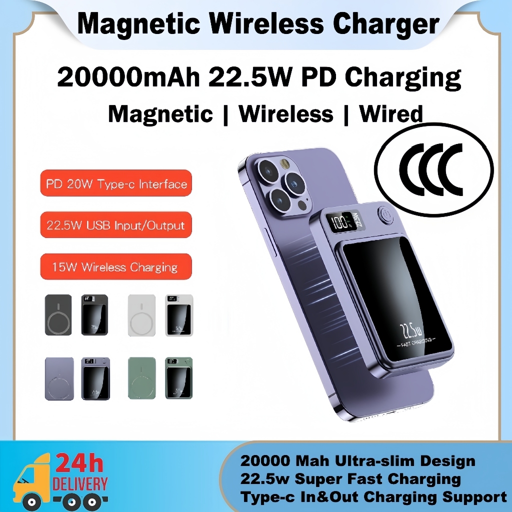 CCC Certificate 20000mah Ultrathin Magnetic Power Bank 22.5W PD ...