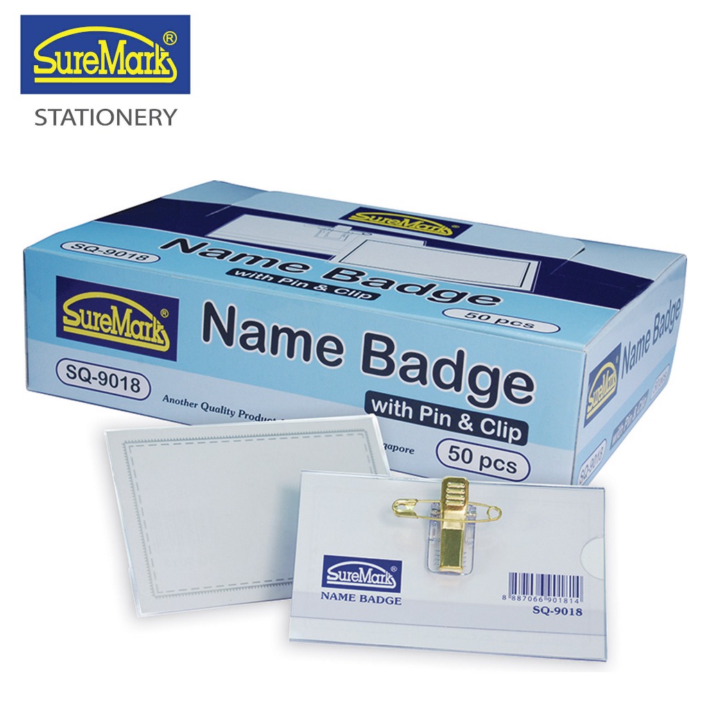 SureMark Name Badge with Pin & Clip | Shopee Singapore
