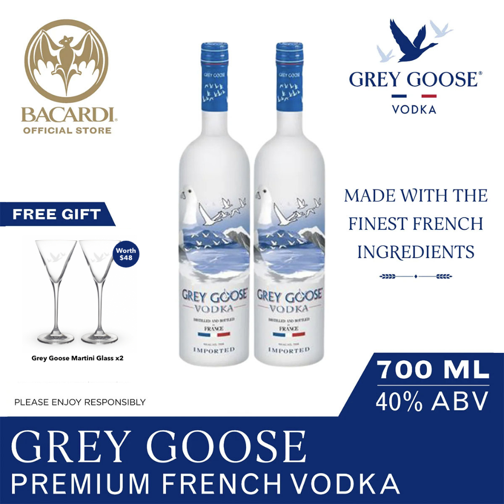 [Bundle of 2] GREY GOOSE Vodka - 700ml / 70cl, 40% ABV + FREE Grey ...