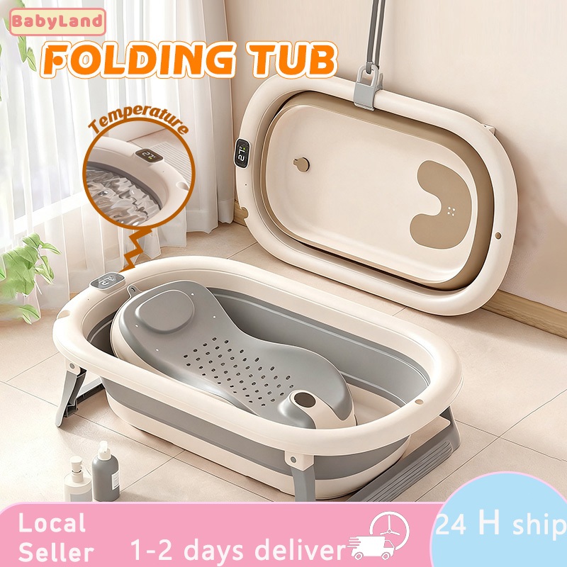 [NDD] Foldable Baby Bath Tub with Temperature Sensor Infant Shower ...