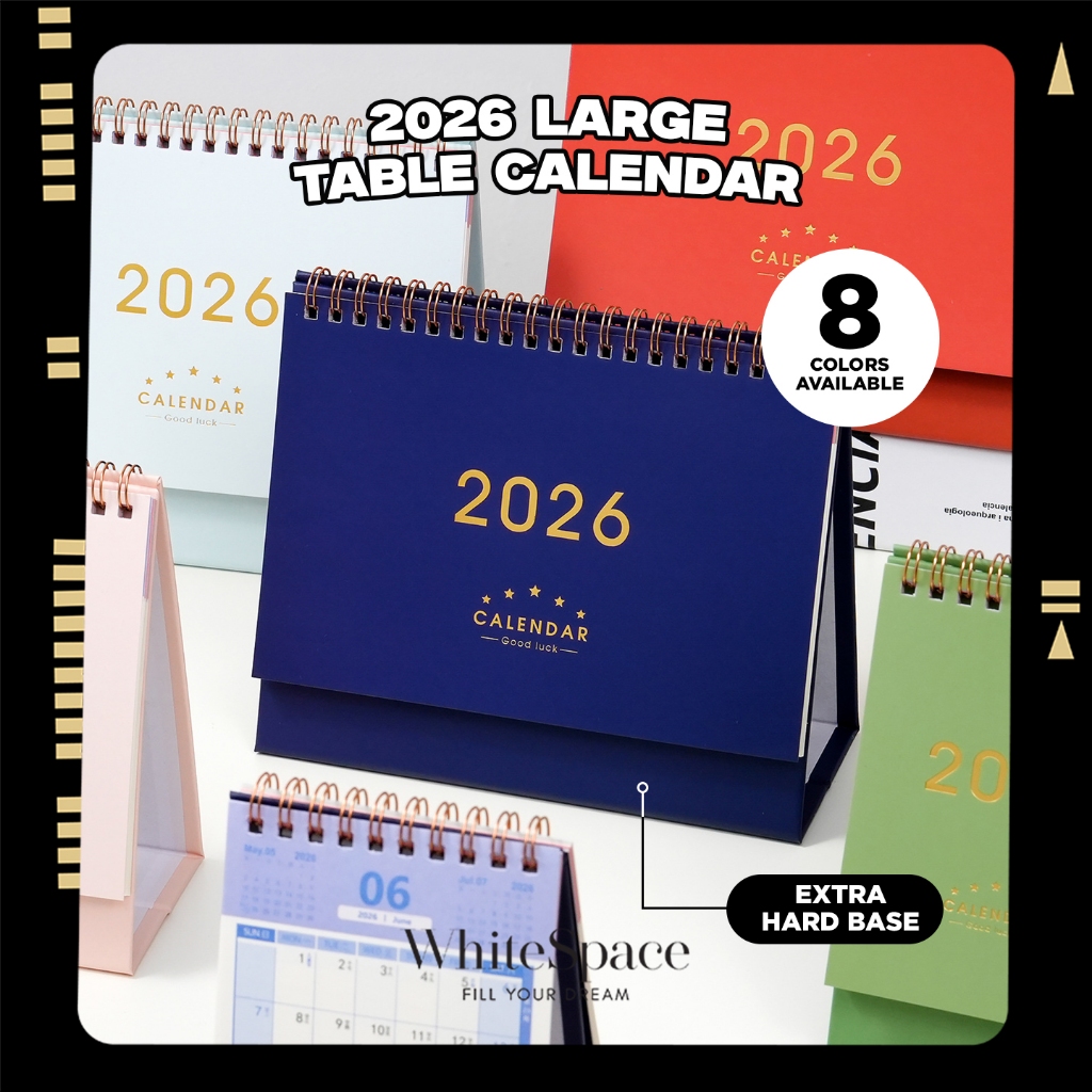 Whitespace 2026 Minimalist Desktop Calendar Big Table Kalendar Planner ...