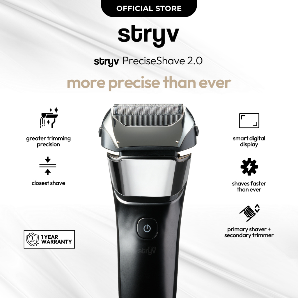 Stryv PreciseShave 2.0 | 2-in-1 Foil Shaver + Retractable Trimmer ...