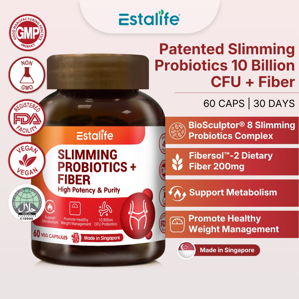 Estalife Slimming Probiotics + Fiber Capsules | 10 Billion CFU ...