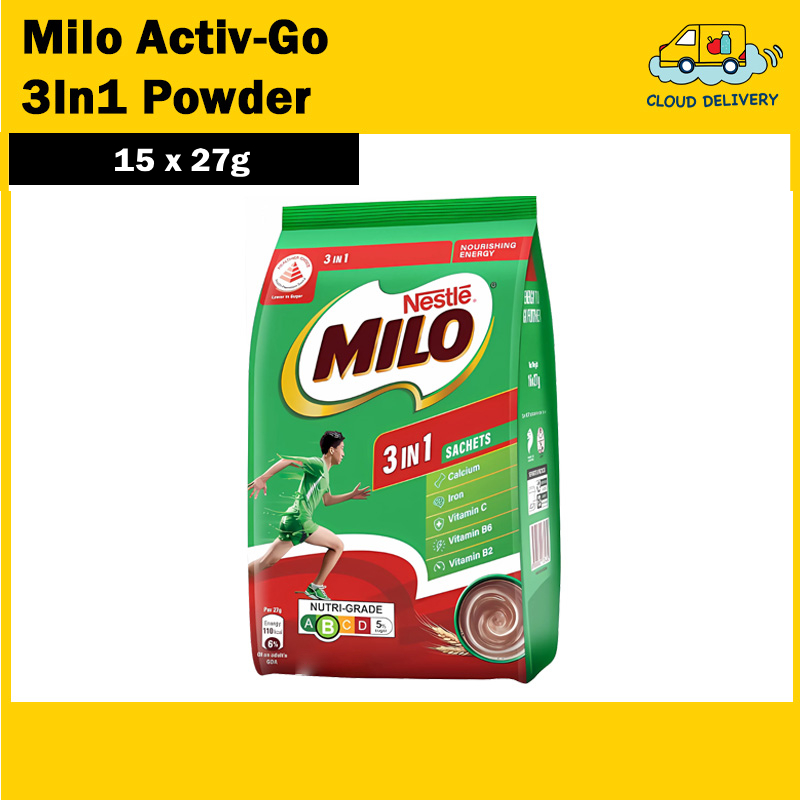 Milo Activ-Go 3 In 1 Powder (15x27g) | Shopee Singapore