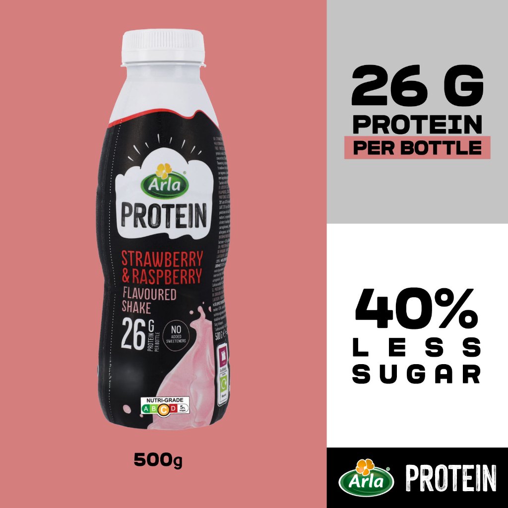 Arla Protein Strawberry & Raspberry Flavoured Shake 500G | Shopee Singapore