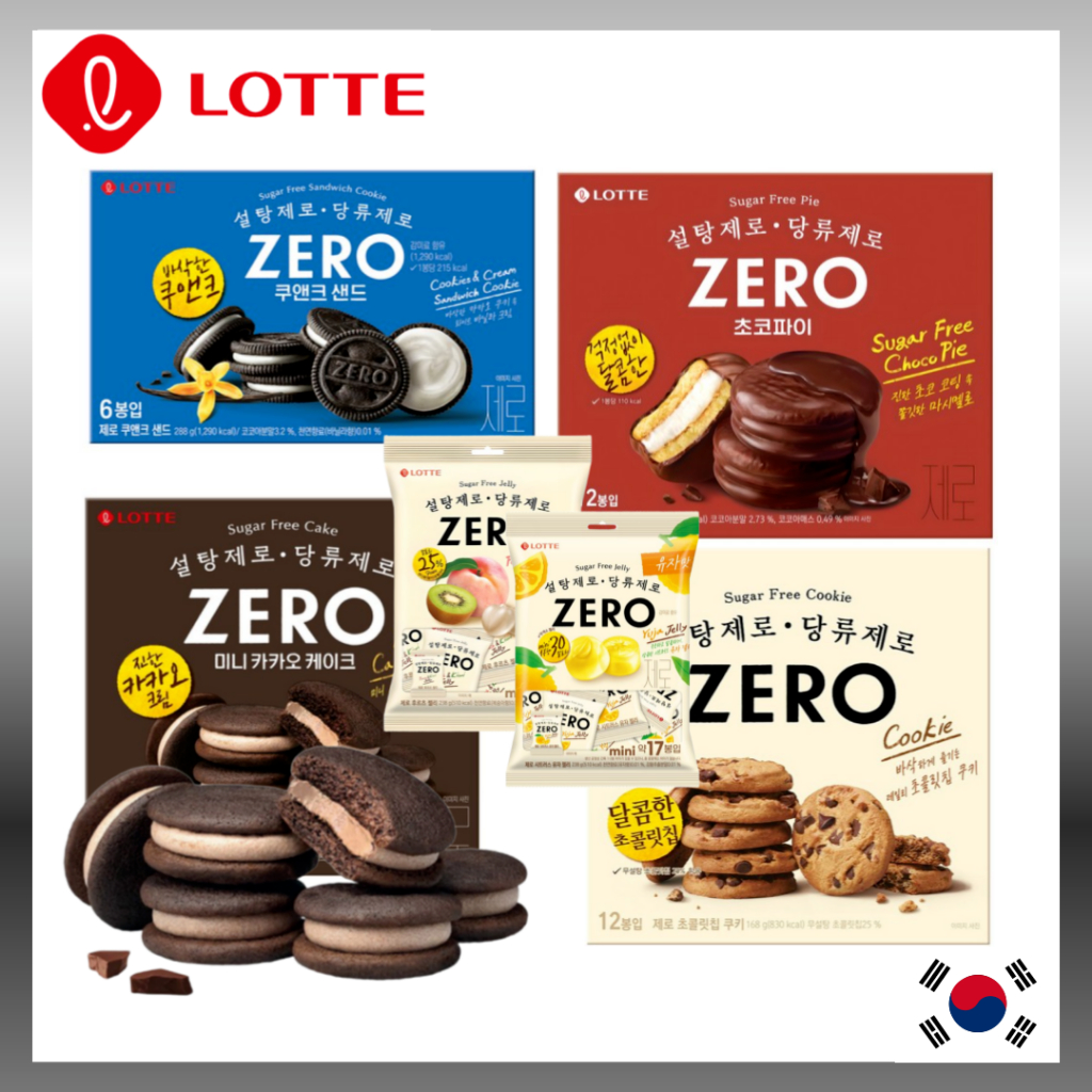[Lotte] Zero Sugar Free / Choco Pie Dark Cacao Cake Cookies Cream Sand ...