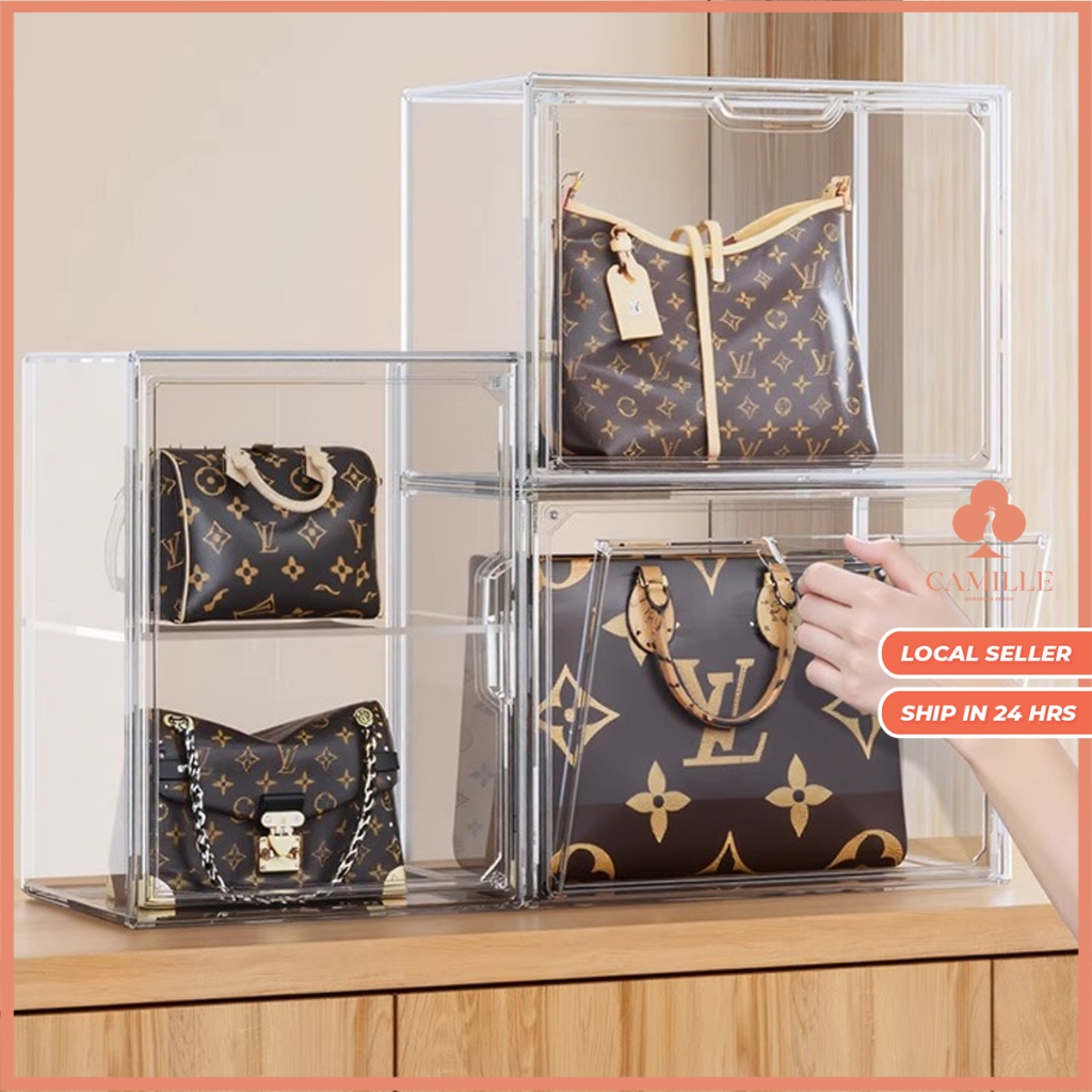 Handbag Display Case Dustproof Acrylic Display Box Stackable With ...