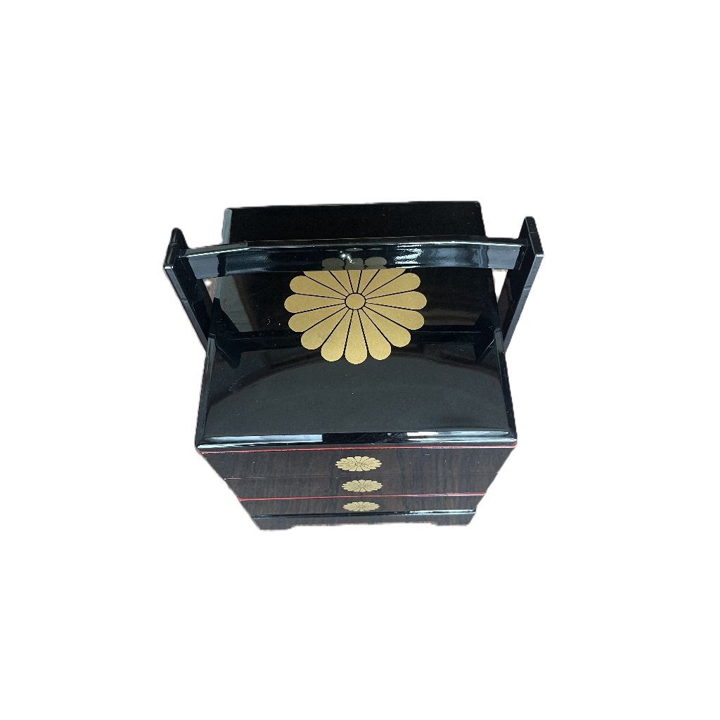 Jubako Bento Box Japanese Three-Tiered , With family crest(Kamon ...