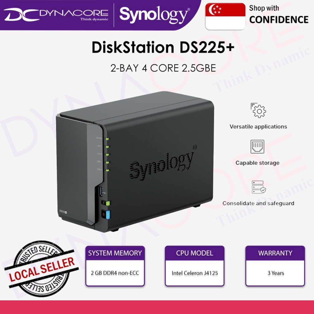 Synology DS225+ DiskStation 2-Bay NAS Network Attached Storage ...