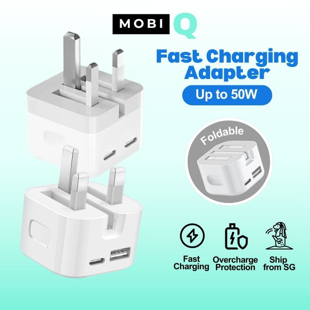 [SG Stock] MobiQ Phone Fast Charger | PD Type C USB Phone Charging UK ...