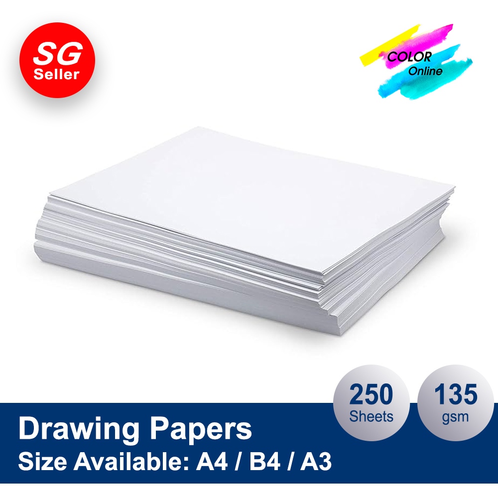 Drawing Paper - Size A4/B4/A3 (250 Sheets/pkt) | Thickness: 135gsm ...
