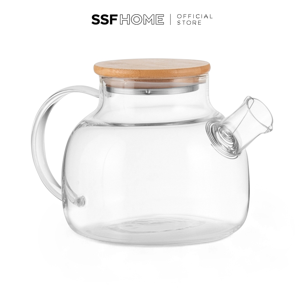 SSFHOME - Glass Teapot with Bamboo Lid (1 Litre) | Shopee Singapore