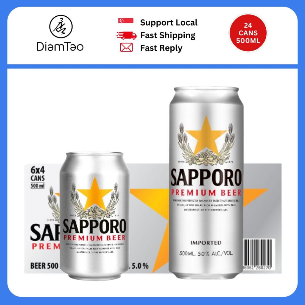Sapporo Premium Can Beer 330ml and 500ml Carton. 24 Cans Per Carton ...