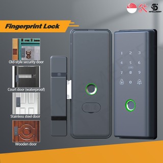 Digital lock metal gate HDB Door Lock Smart Fingerprint Grill Gate Door ...