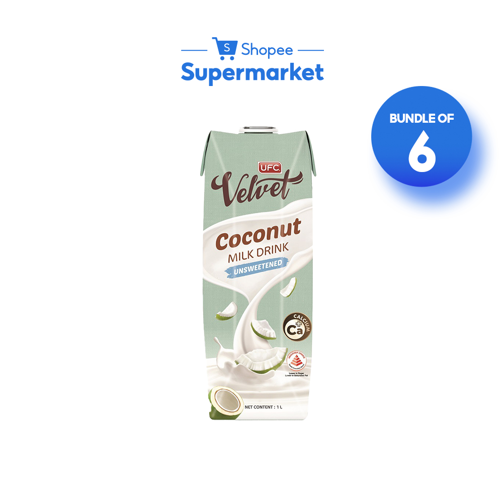 [Bundle of 6] UFC Velvet Coconut Milk Drink Unsweetened (1L) | Shopee ...