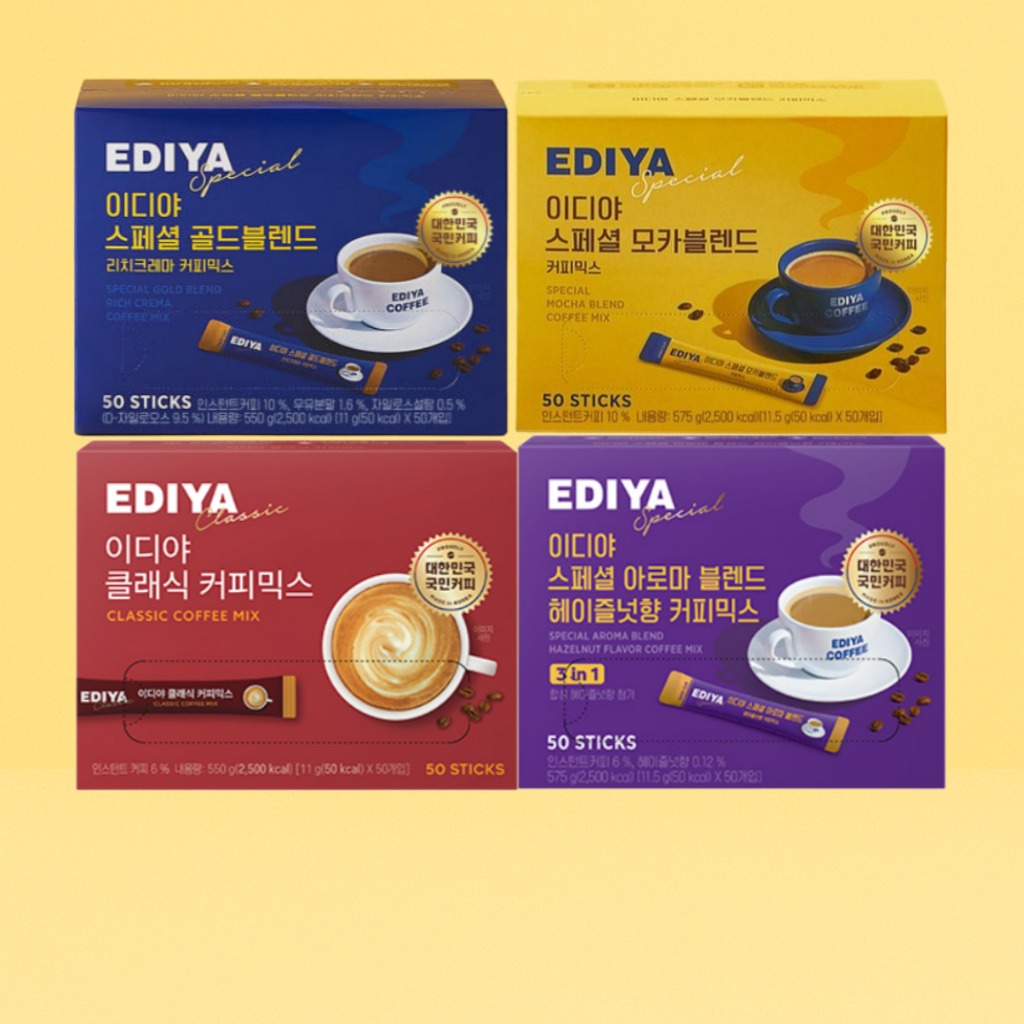 Ediya Coffee Mix 4Flavors Gold Mocha Blend Hazelnut | Shopee Singapore