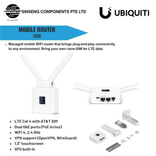 Ubiquiti UniFi UMR 4G Sim Card LTE Mobile Router — Power Options: PoE ...