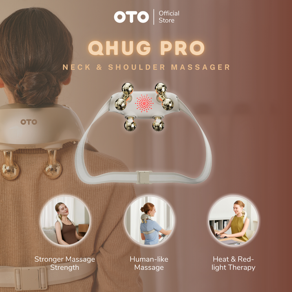 OTO Q-Hug Pro Neck & Shoulder Massager | Heat & Red-Light Therapy ...