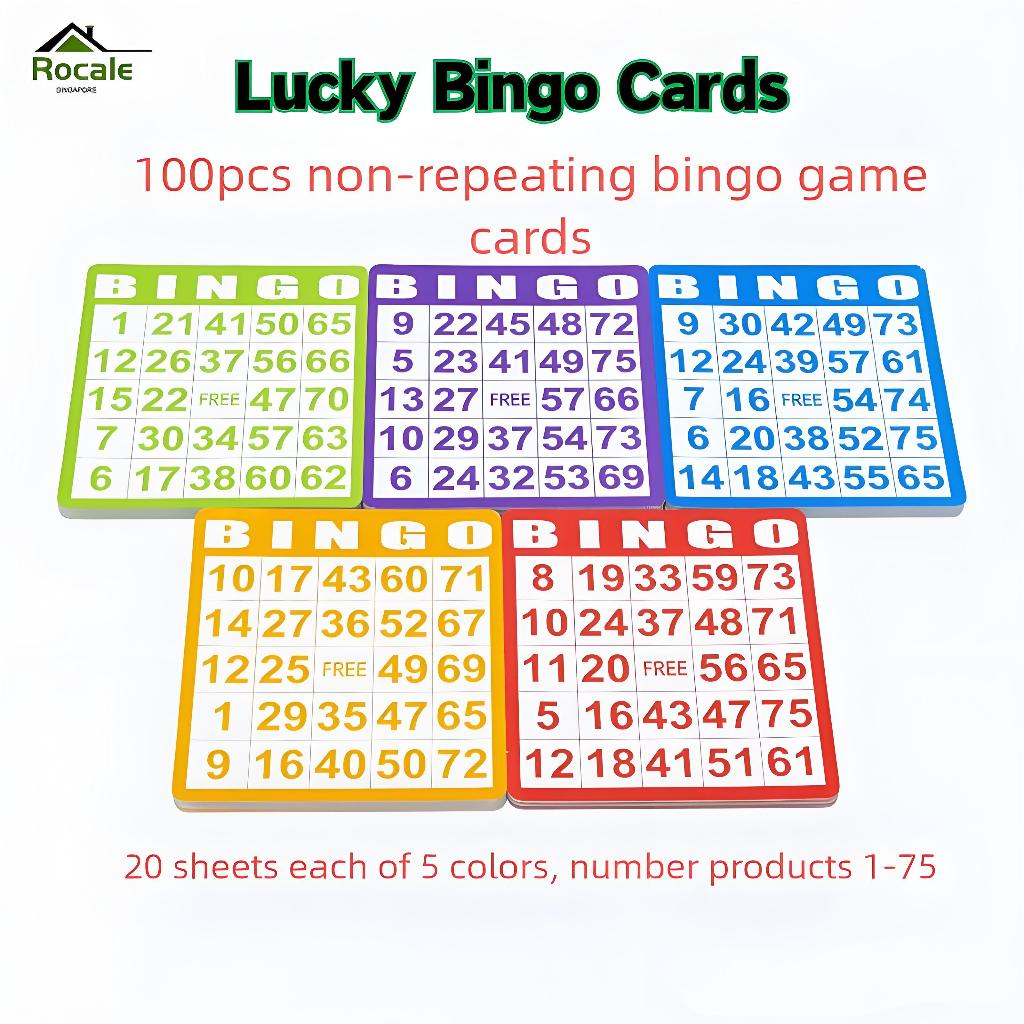 [SG SELLER] 100 Pcs Multi-colored Lucky Bingo Cards No-repeat Bingo ...