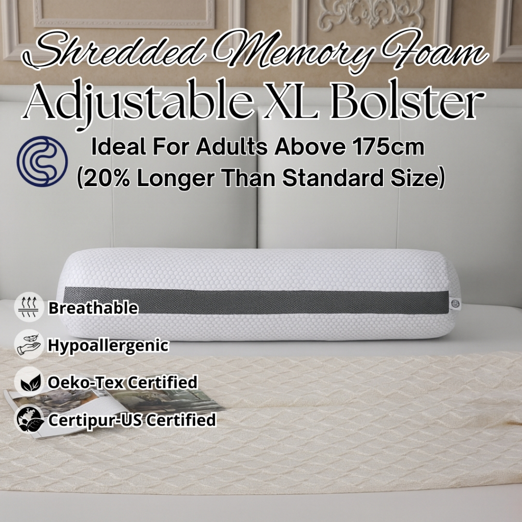 Cuddle™ Cloud XL Bolster/ Extra Long Bolster/ Shredded Memory Foam ...