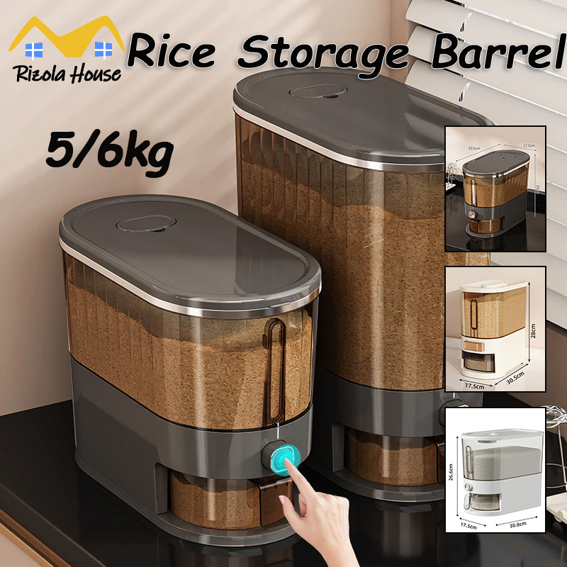 【SG】5/6KG Plastic Rice Storage Barrel Insect-Proof Moisture-Proof ...