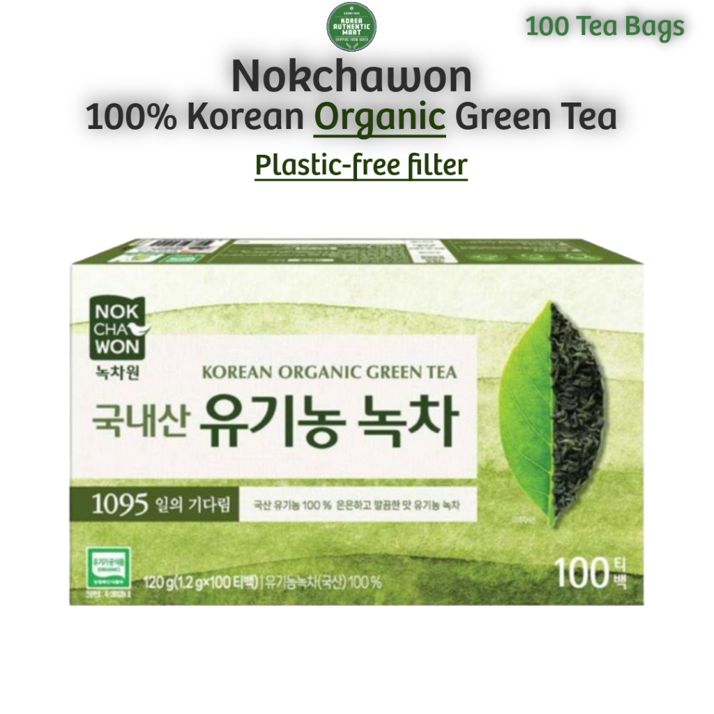 Nokchawon Organic Korean Green Tea — 100 Tea Bags ((1.2 g × 100 ...