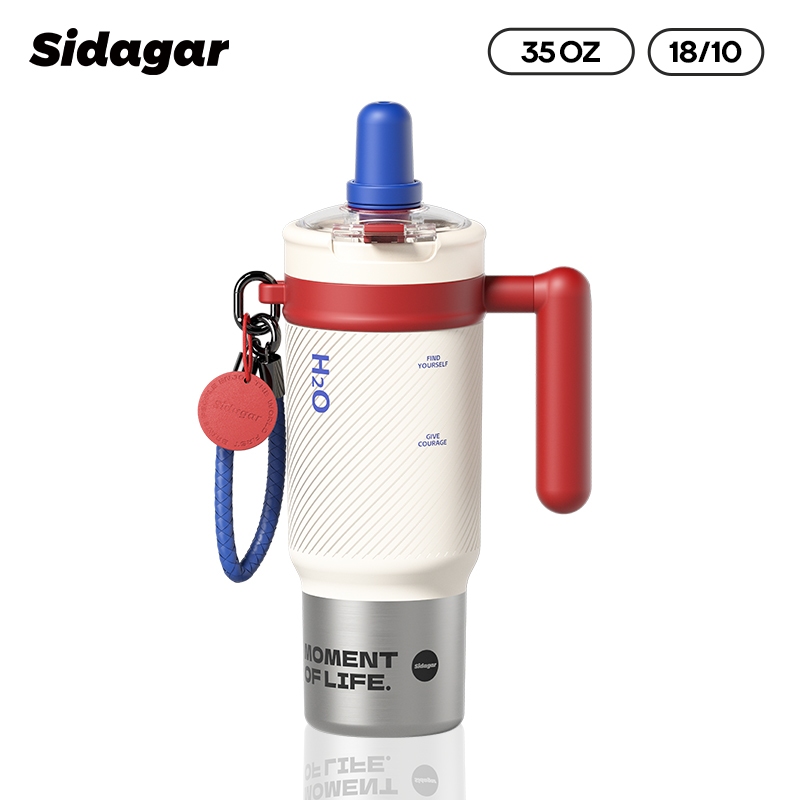 Sidagar 1000ML 316 Stainless Steel Tumbler Cup With Handle and Straw ...