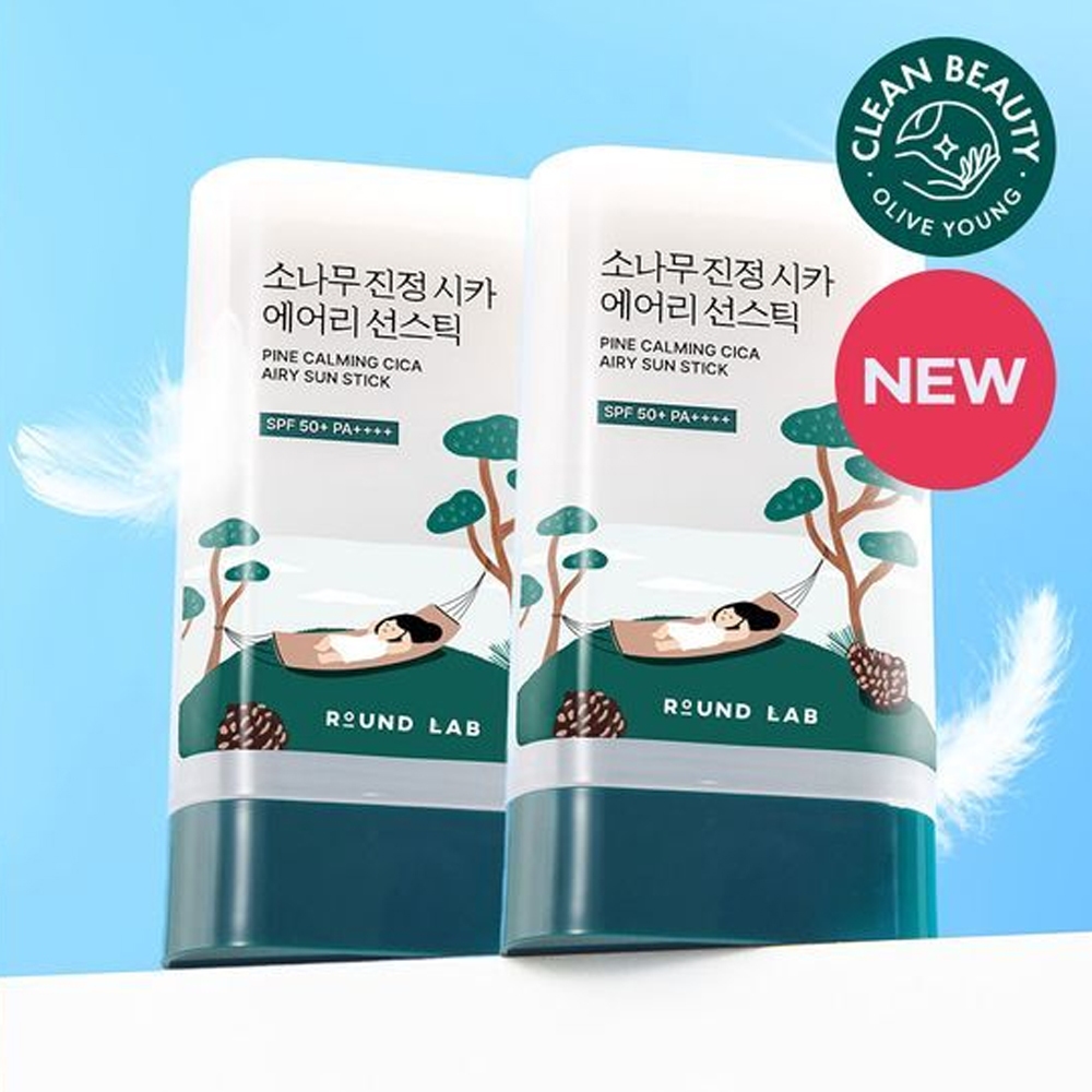 [1+1] ROUND LAB Pine Cica Calming Airy Sun Stick SPF50+ PA++++ 19g ...