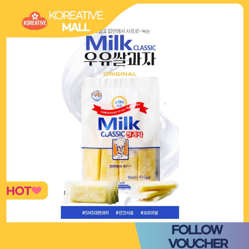 [Korean Snack] Milk Classic Rice Crackers – Non-Fried • 56% Rice • Soft ...