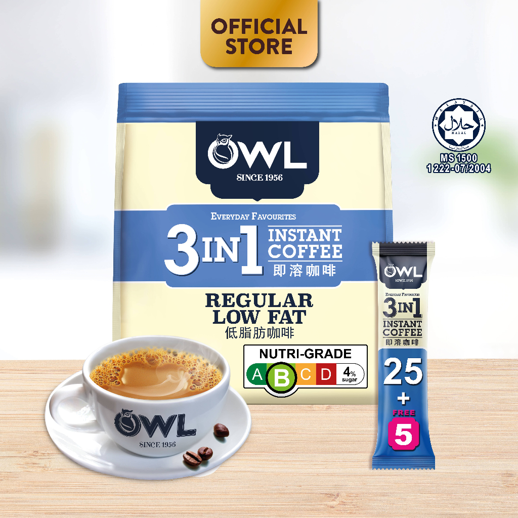 OWL Regular Low Fat Instant 3in1 Coffee, 30 sticks (Expiry: Sept 2027 ...
