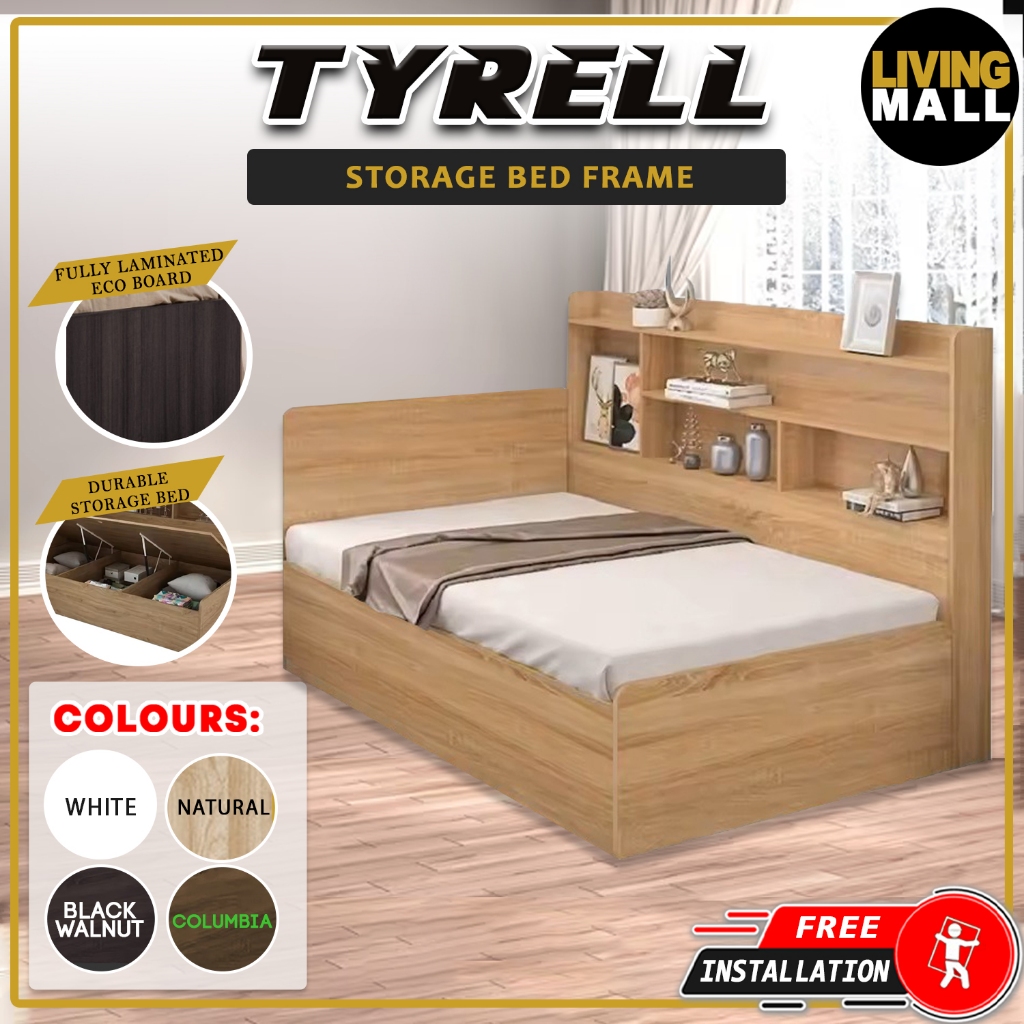 Living Mall Tyrell Storage Bed / Fully Laminated Eco Board in 4 Colour ...