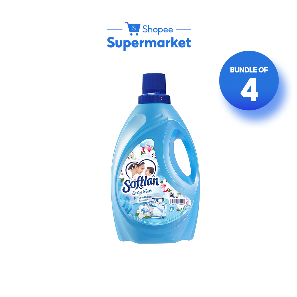 [Bundle of 4] Softlan Anti-Wrinkles Fabric Softener Spring Fresh Blue ...