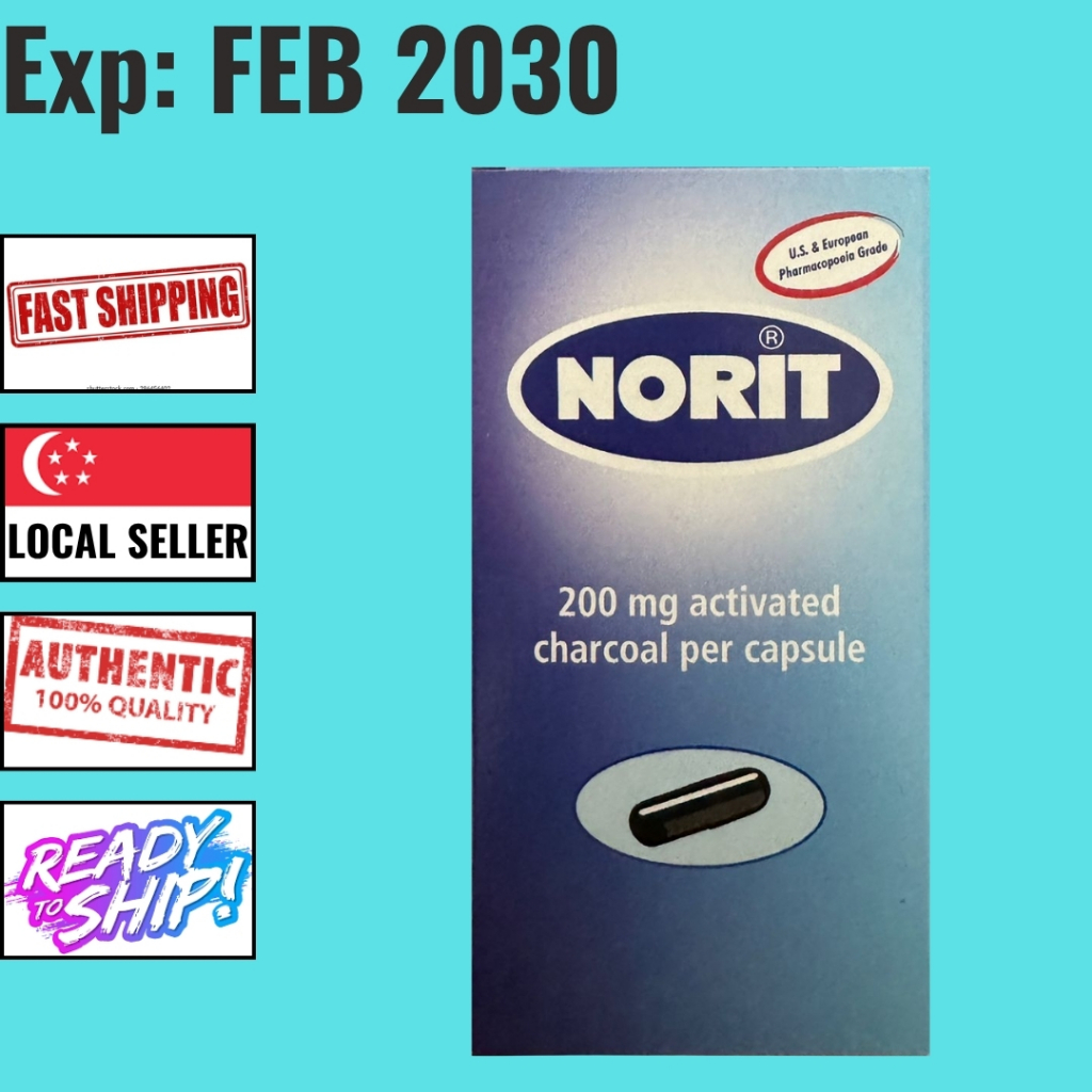 Norit Charcoal Capsule 200mg 15s x2 – Fast Relief for Diarrhea, Gas ...