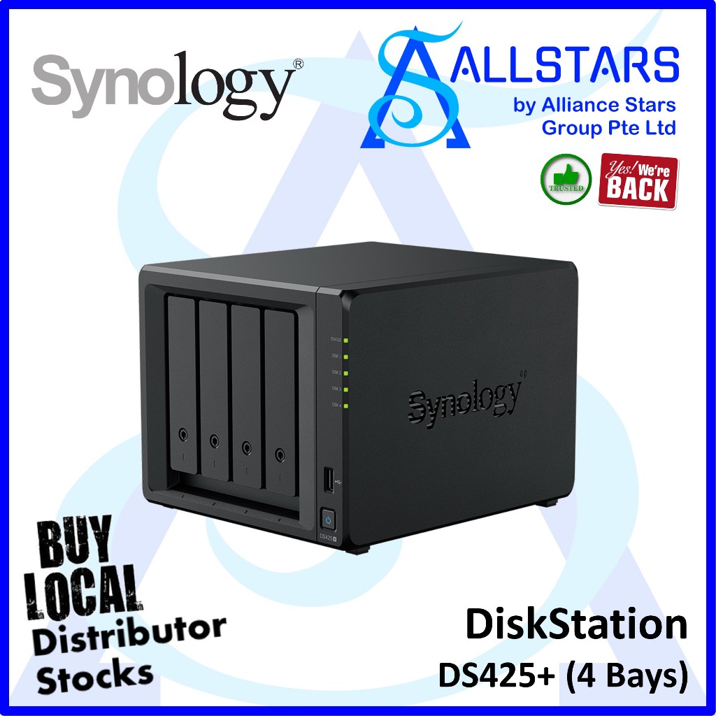 Synology DS425+ 4Bay NAS Barebone (Warranty 3years with Synology Live ...