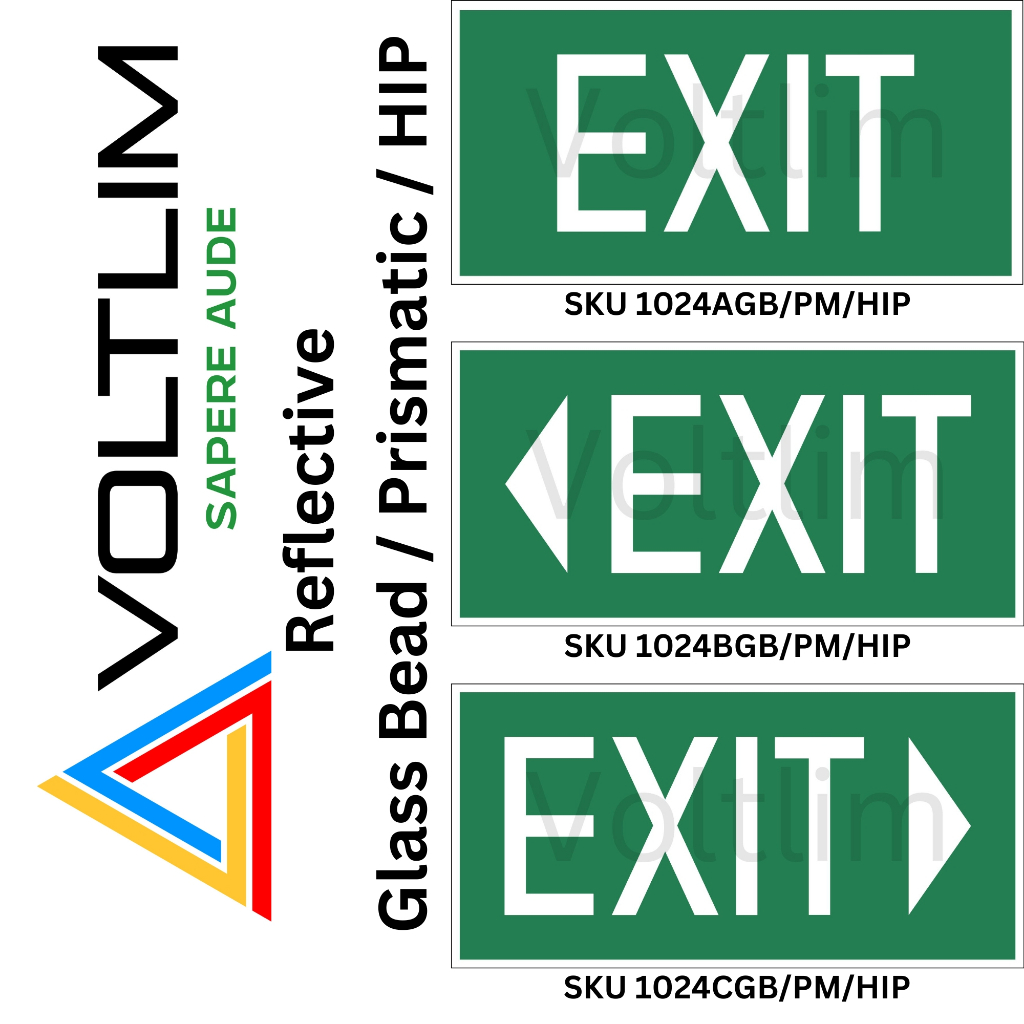 Exit Sign Reflective (HIP | Glass Bead | Prismatic) Sticker 322mm x ...